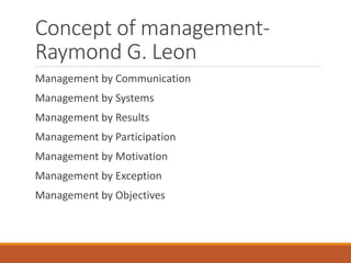 MGT unit 1.ppt Introduction to management concepts and managerial | PPT