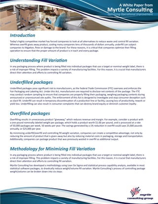 Manufacturing Packaging: Controlling Fill Variation Increases Yield ...