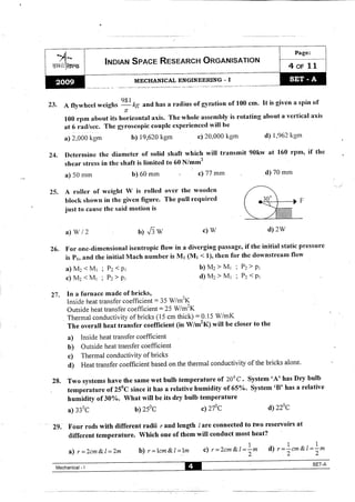 ISRO Scientist Mechanical engg 2009 question paper by Career11.com