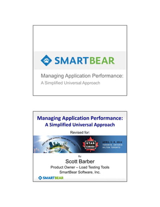 Managing Application Performance: A Simplified Universal Approach | PDF