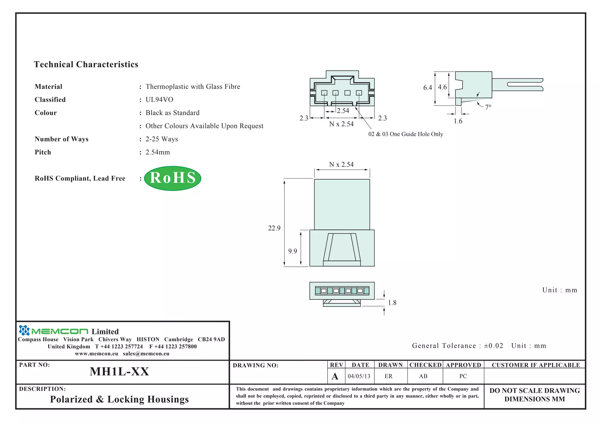 Memcon Mh1 l polarised-locking-housing-series-technical-drawing | PDF