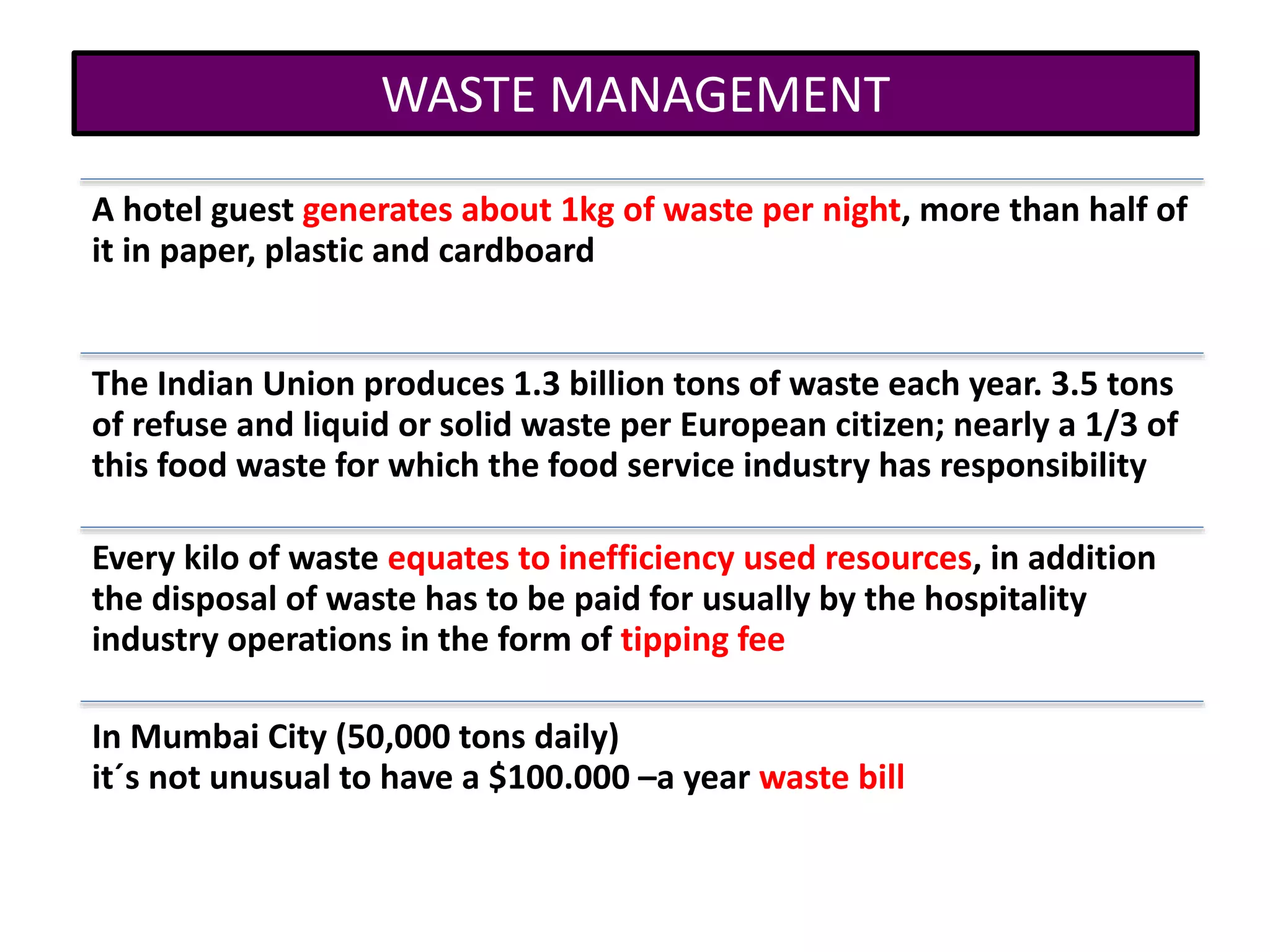 waste Mangement used in Hospitality Industries | PPTX