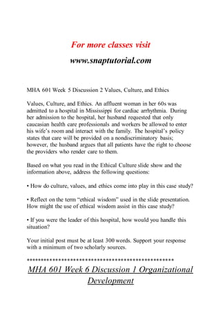 MHA 601 Effective Communication - snaptutorial.com