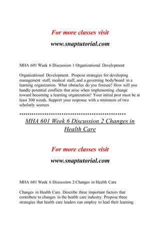 MHA 601 Effective Communication - snaptutorial.com