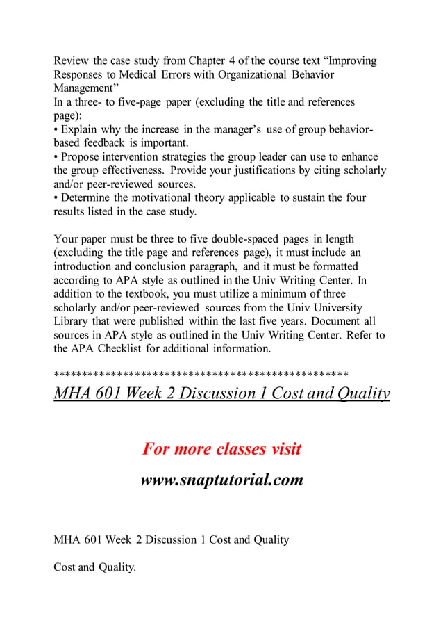 MHA 601 Effective Communication - snaptutorial.com