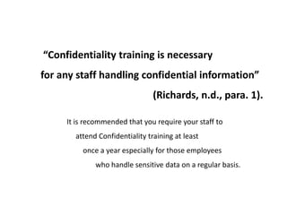 Confidentiality Training | PPTX | Human Resources | Business