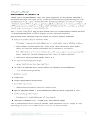 Margolis Healy Clery Center 2013 Clery Compliance Talking Papers | PDF