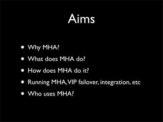 MHA (MySQL High Availability): Getting started & moving past quirks | PDF