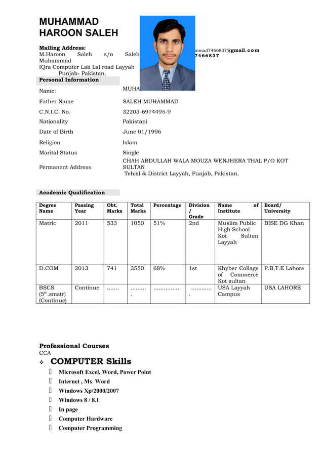 M haroon cv (2) | PDF