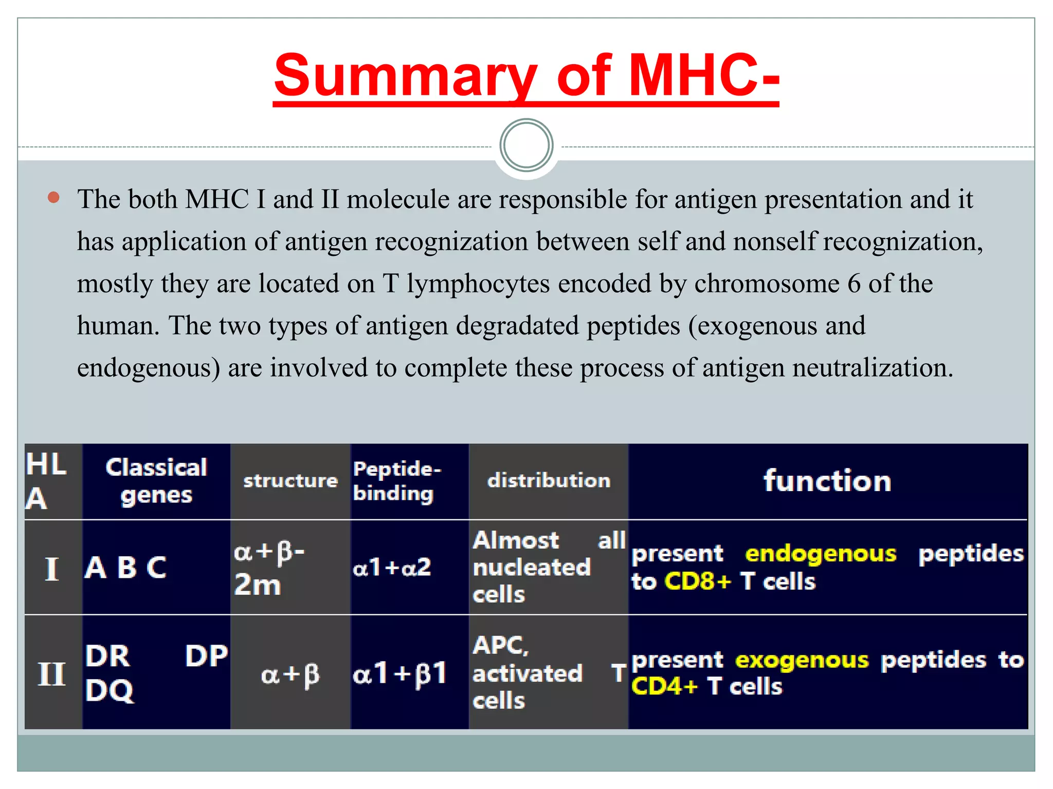 MHC major histocompatibility complex | PPTX