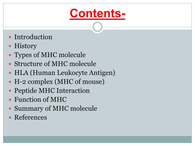 MHC major histocompatibility complex | PPTX | Genetics | Science
