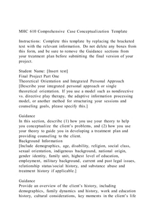 MHC 610 Comprehensive Case Conceptualization TemplateInstructi | DOCX