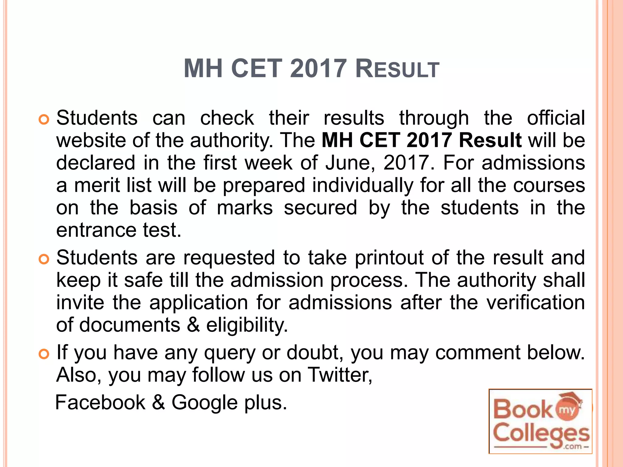Mh cet 2017 ppt | PPTX