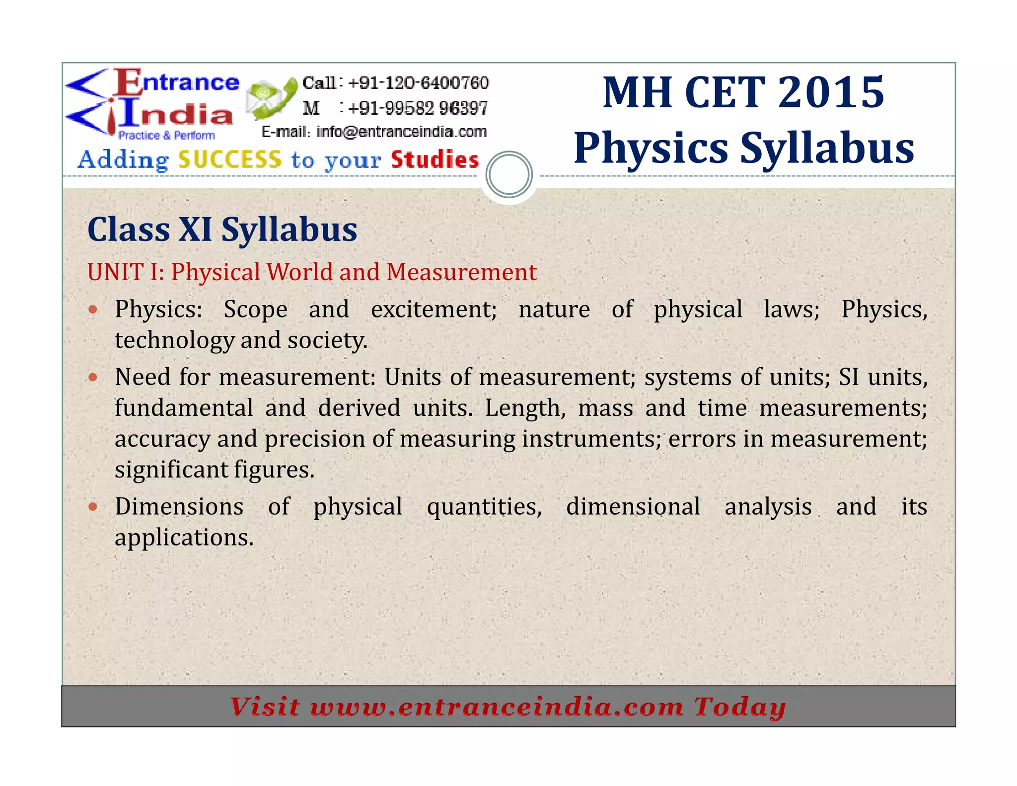 Mh cet medical syllabus by entranceindia | PPT
