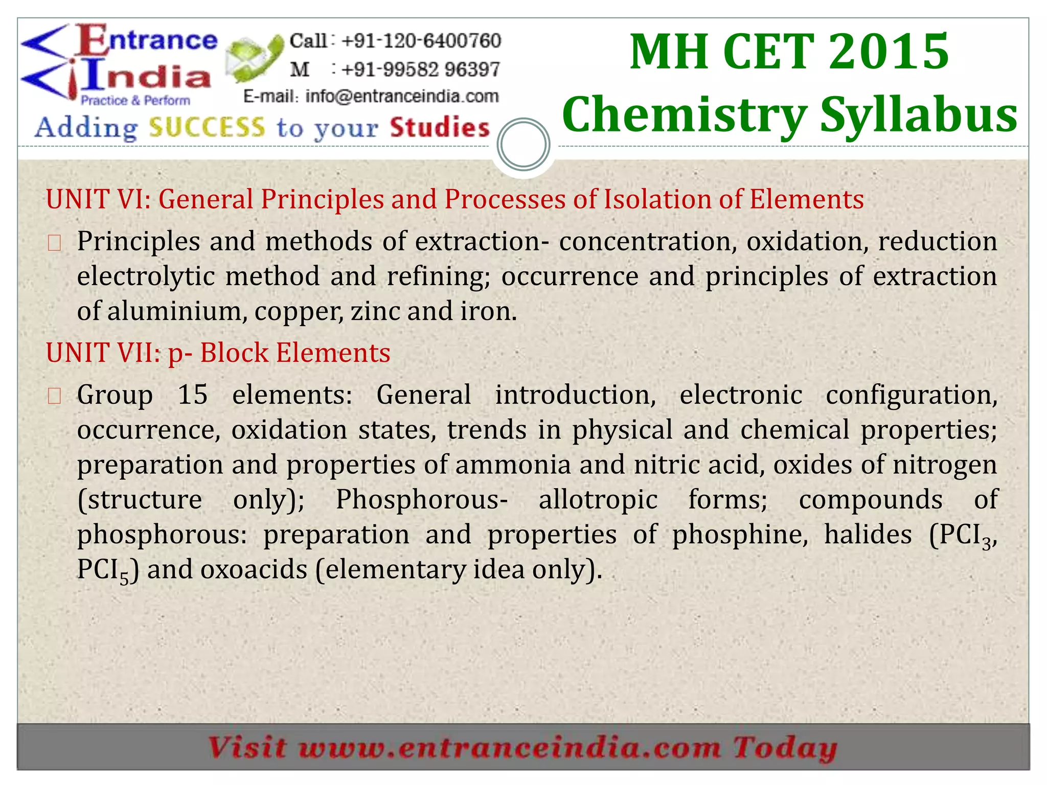 Mh cet medical syllabus by entranceindia | PPTX