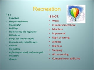 The Purpose of Recreation | PPT