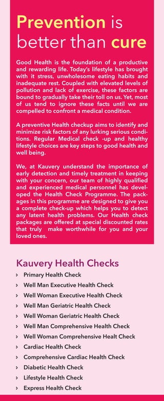 MHC Packages brochure with detils on health check up | PDF