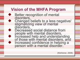 Complete overview of a Mental Health First Aid Program | PPT