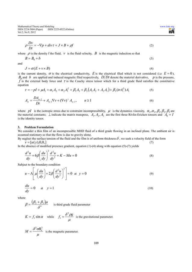 Mhd flow of a third grade fluid with heat transfer and | PDF