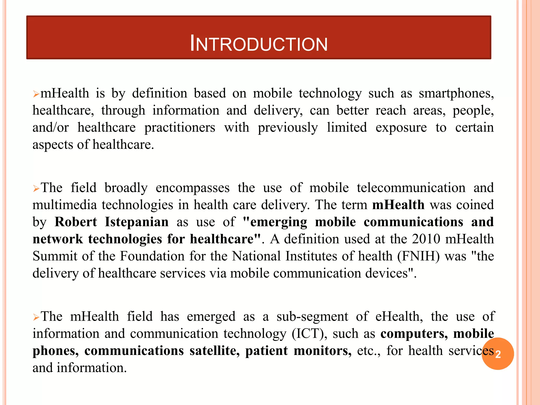 Mobile Health(mHealth): A Technology in Healthcare | PPTX
