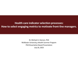 M Heenan_PhD Dissertation Lecture_eHealth Lecture_Engaging Leaders in ...