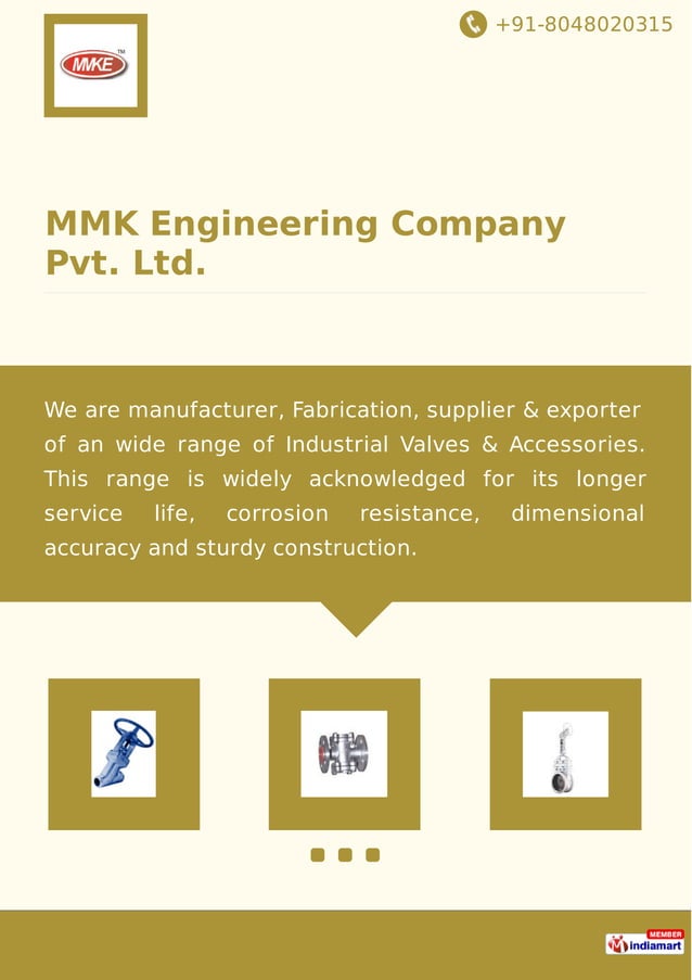 MMK Engineering Company Pvt. Ltd., Industrial Globe Valves | PDF ...