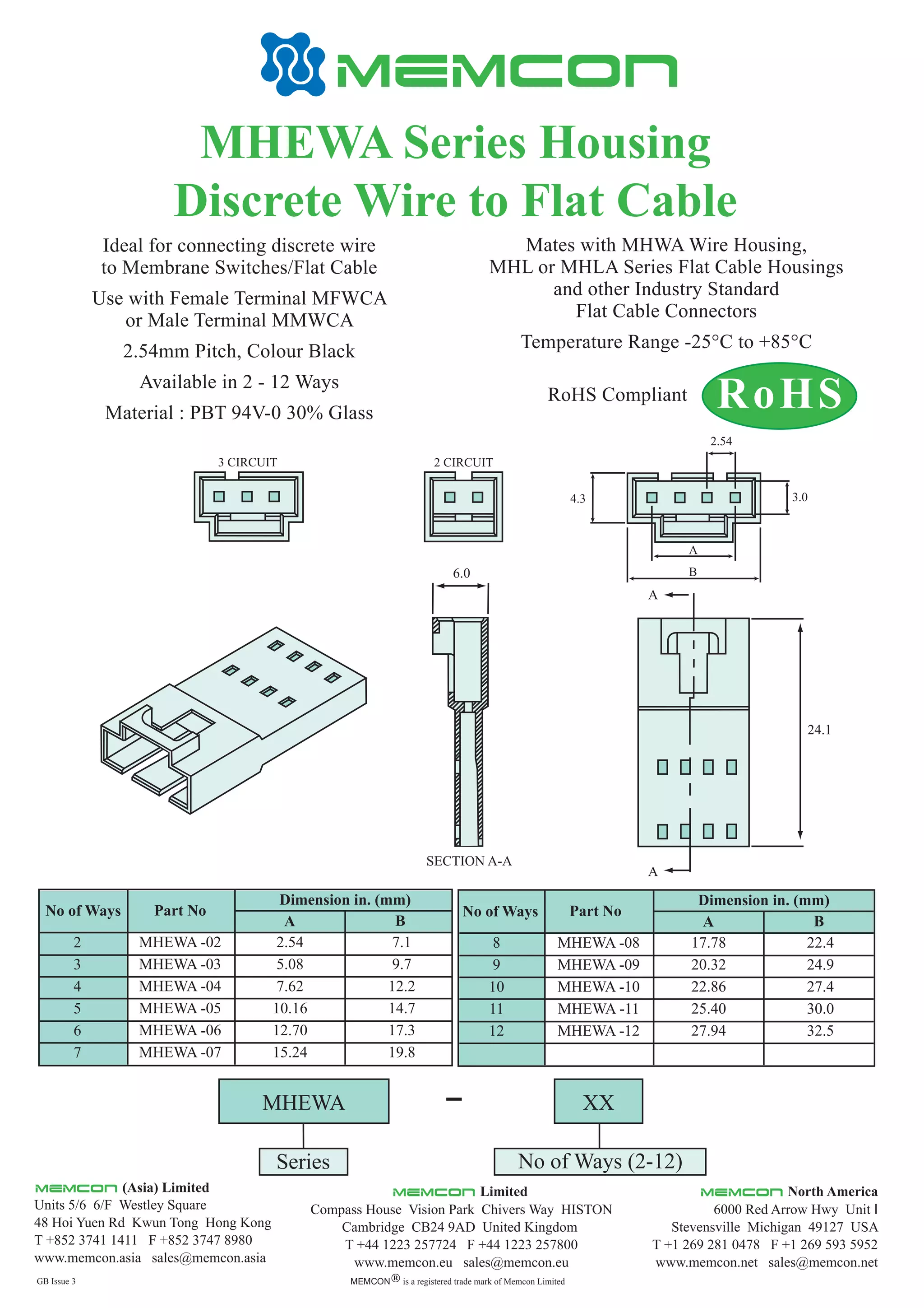 Memcon Mhewa series-discrete-wire-to-flat-cable-housing | PDF