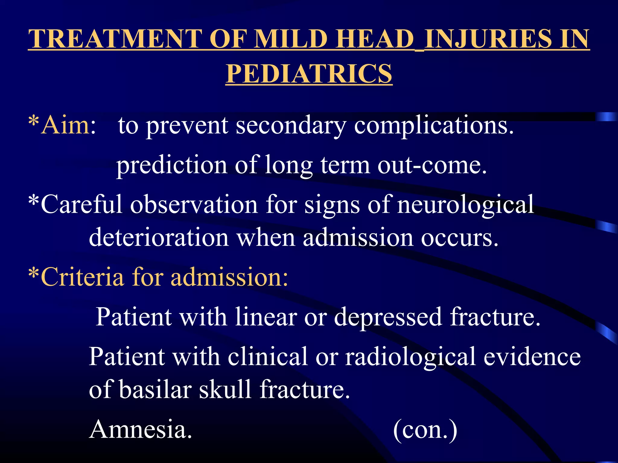 Minor and moderate head injuries in children | PPT