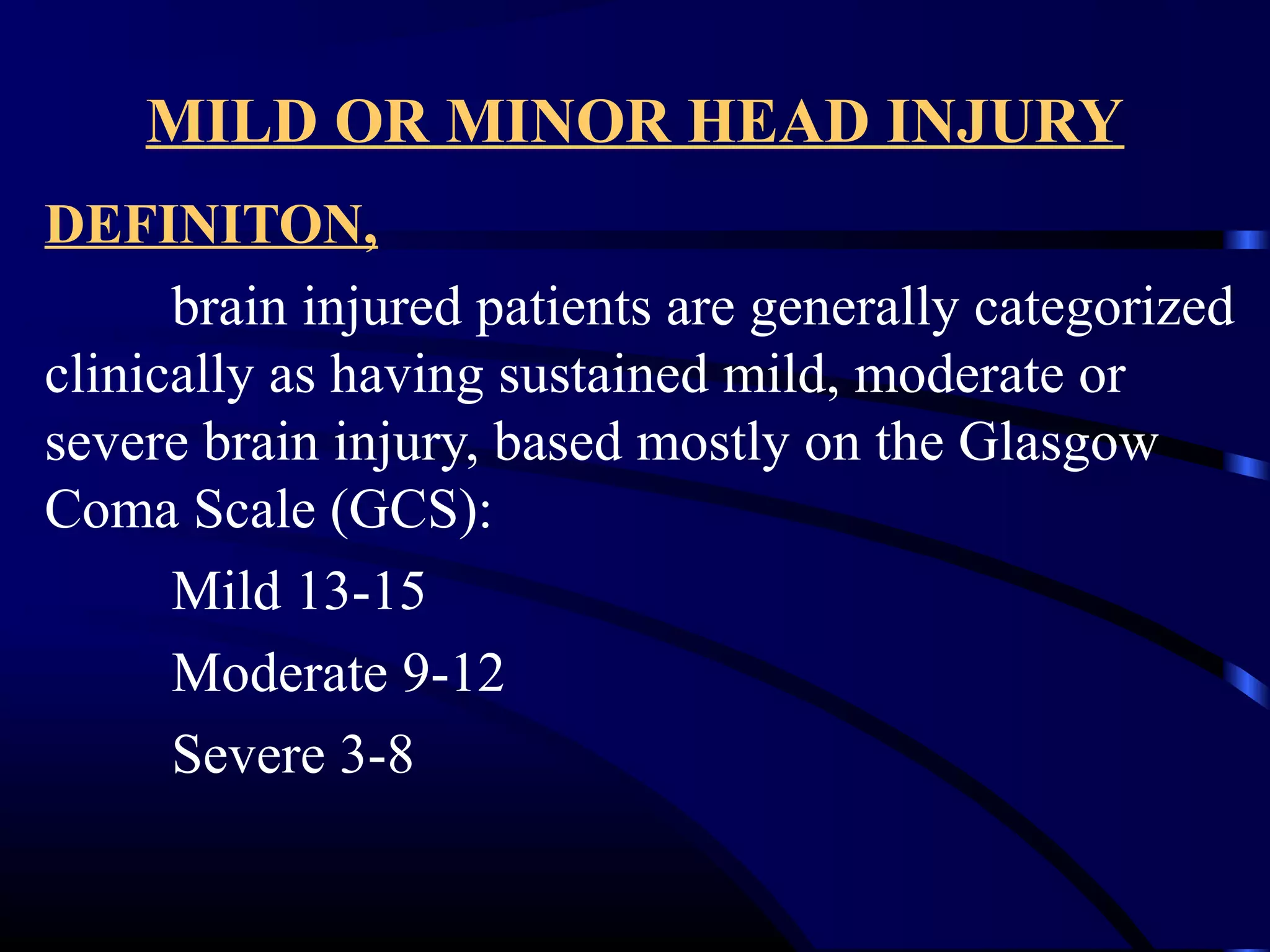 Minor and moderate head injuries in children | PPT