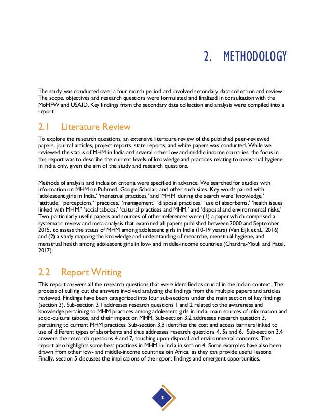 Literature Review to Assess Menstrual Hygiene Management Practices Am…