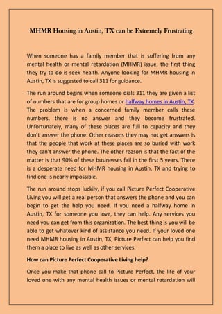 MHMR housing in Austin, TX can be extremely frustrating | PDF ...