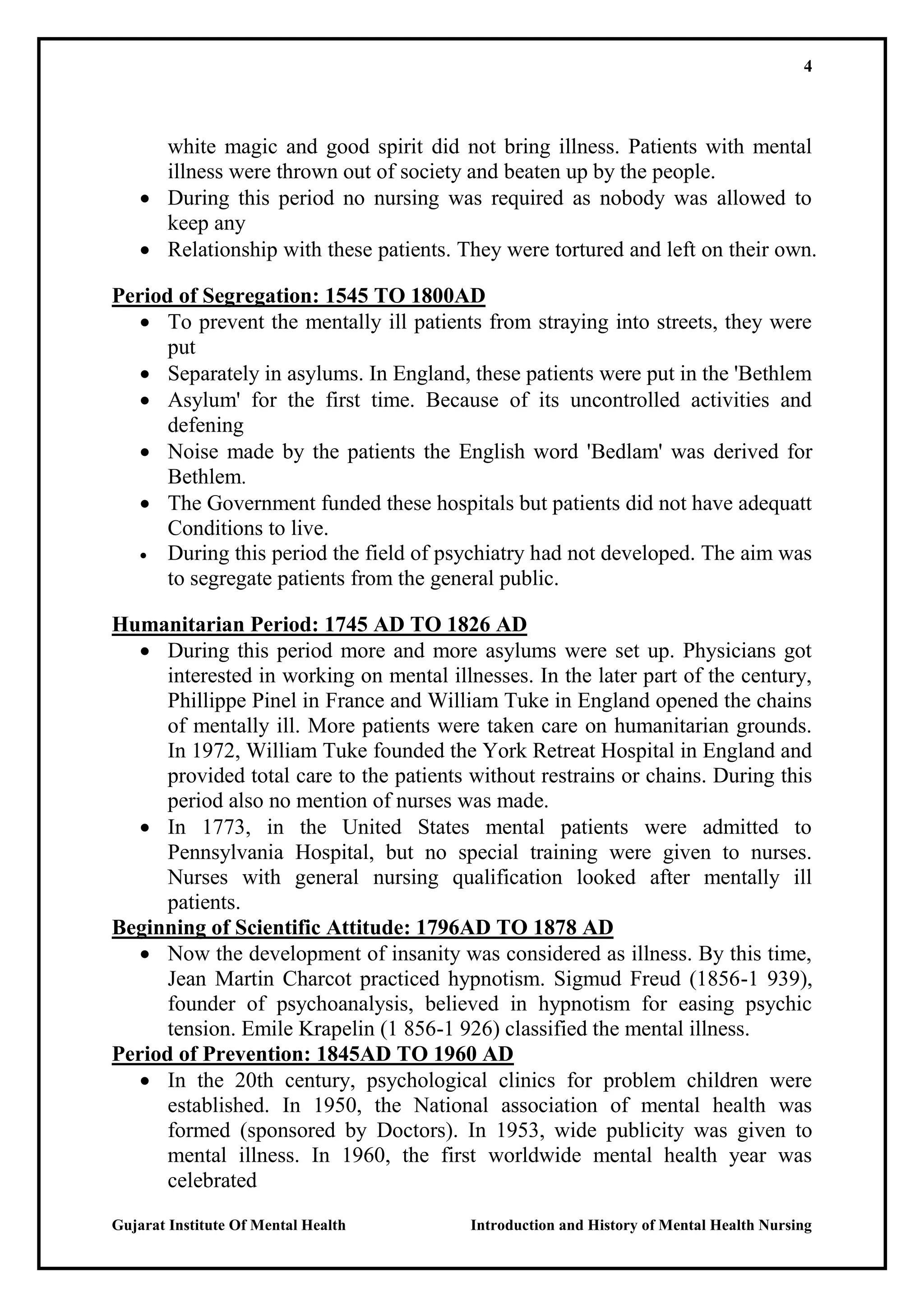 MENTAL HEALTH NURSING UNIT I | PDF