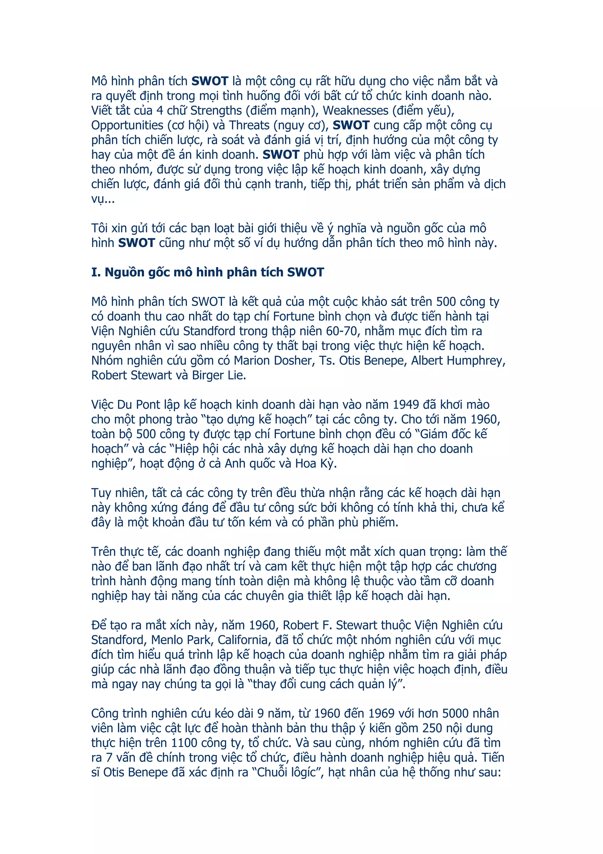 Mô hình phân tích swot | DOC