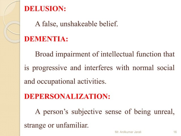 TERMINOLOGY IN MENTAL HEALTH NURSING, PSYCHITRIC NURSING | PPTX | Brain ...