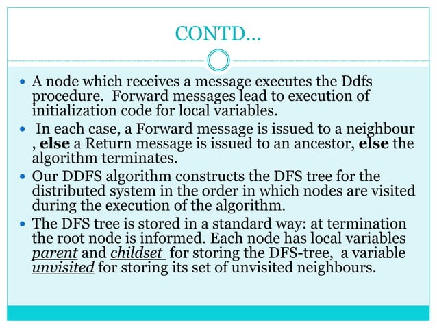 distributed depth-first search | PPTX | Databases | Computer Software and Applications