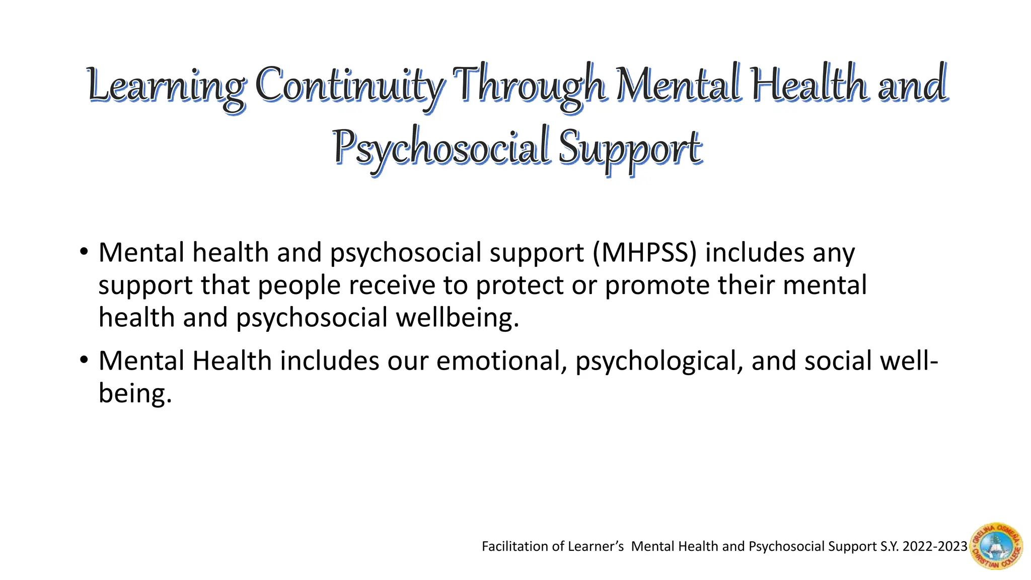 Mental Health and Psychosocial Support Activity.pptx | Mental Health ...