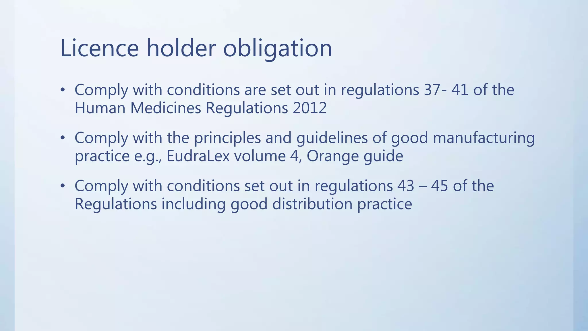 MHRA manufacturing licence | PPTX