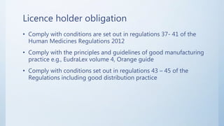 MHRA manufacturing licence | PPTX
