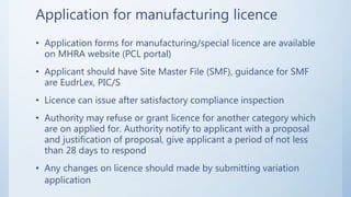 MHRA manufacturing licence | PPTX