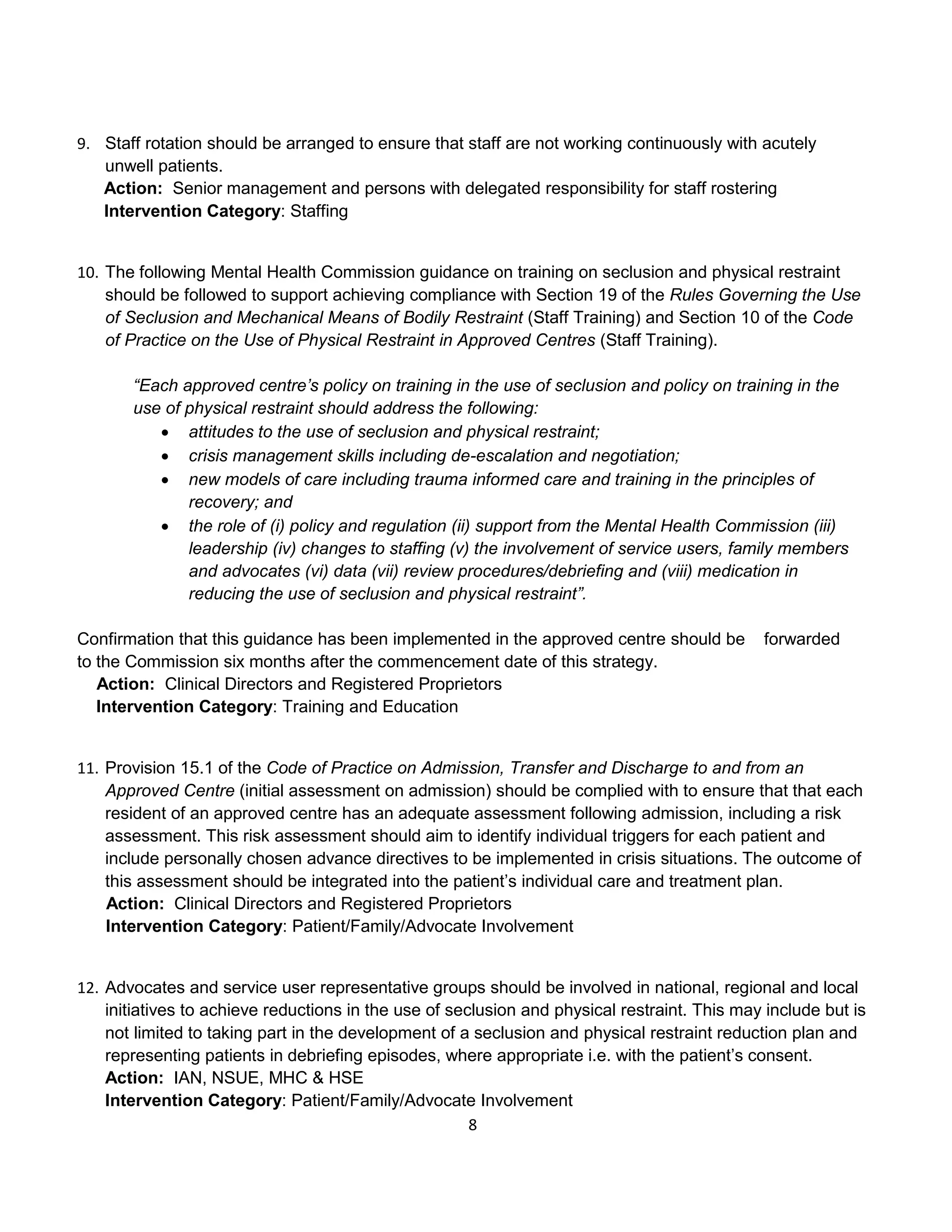 Mhr submission to the mhc on seclusion and restraint reduction strategy final | PDF