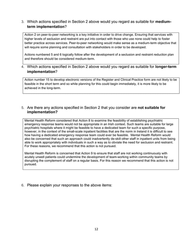 Mhr submission to the mhc on seclusion and restraint reduction strategy final | PDF