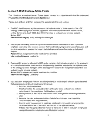 Mhr submission to the mhc on seclusion and restraint reduction strategy final | PDF