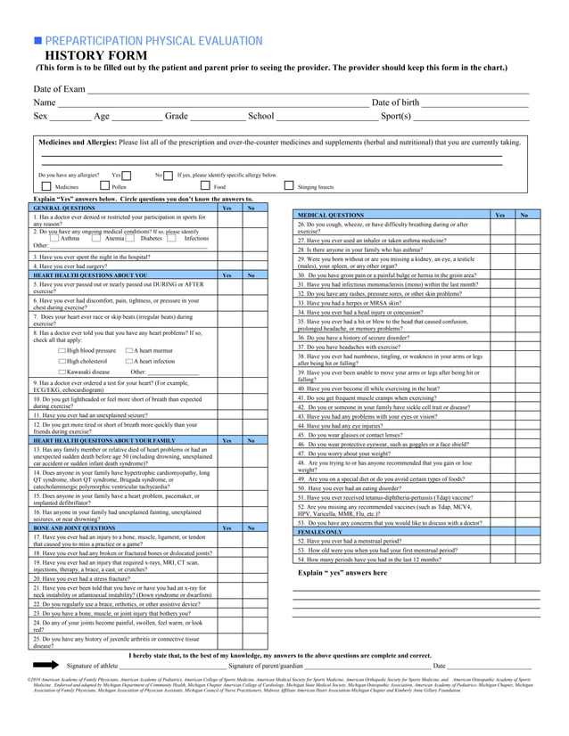MHSAA Athletic Physical Forms | PDF | Participant Sports | Fitness and ...