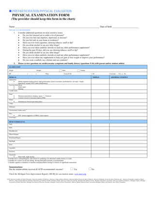 Mhsaa physical form 2013 | PDF