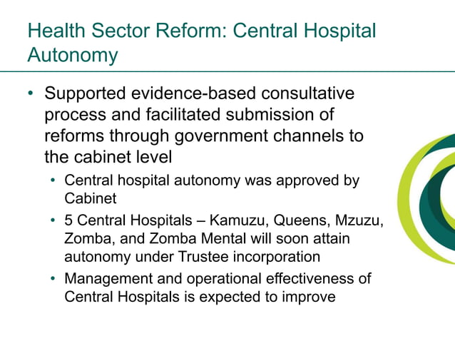 Supporting Health Sector Reforms and Policies | PPT