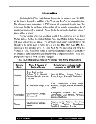 Mht cet 2012 preference booklet | PDF