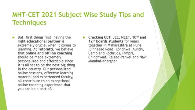 Mht cet 2021 - subject-wise study tips and techniques | PPT