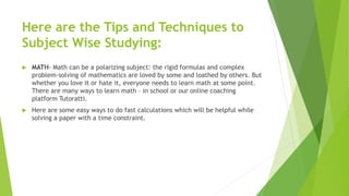 Mht cet 2021 - subject-wise study tips and techniques | PPT