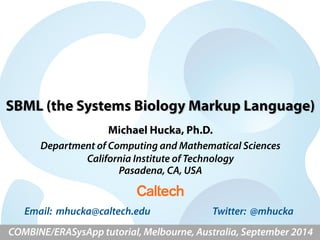 SBML (the Systems Biology Markup Language) | PPT