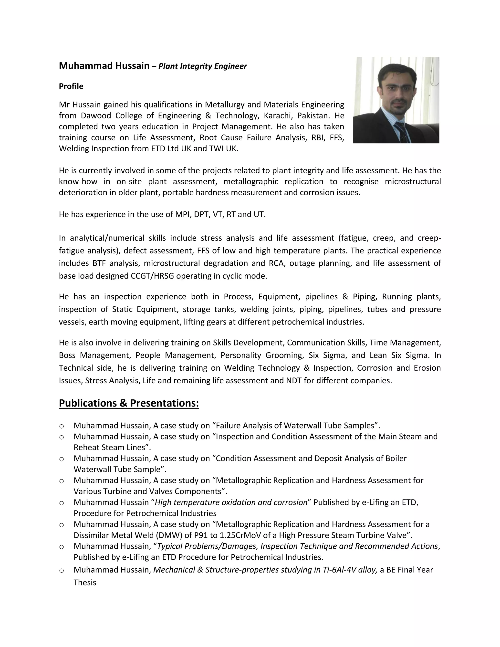 M Hussain profile | PDF